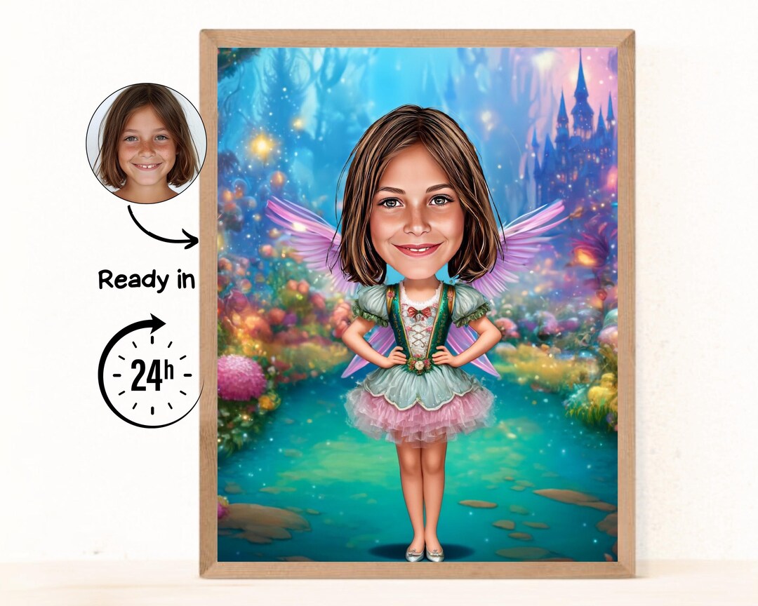 Personalized Fairy Girl Caricature Trinket, Custom Princess Cartoon ...