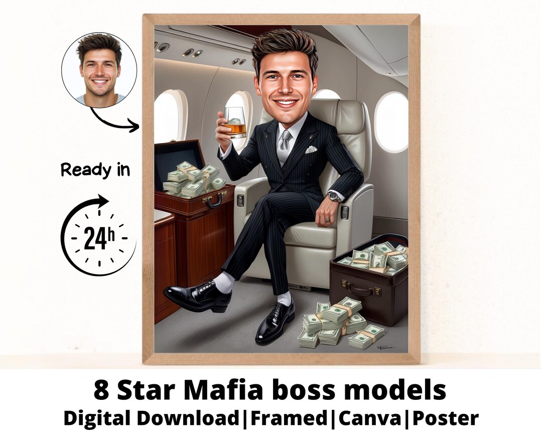 Custom Mafia Boss Portrait From Photo, Personalized Portrait of ...