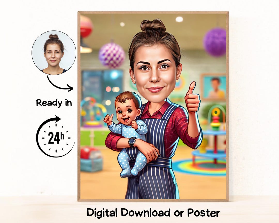 Nanny Cartoon From Photo, Funny Nanny Gift for Woman, Nanny Caricature ...