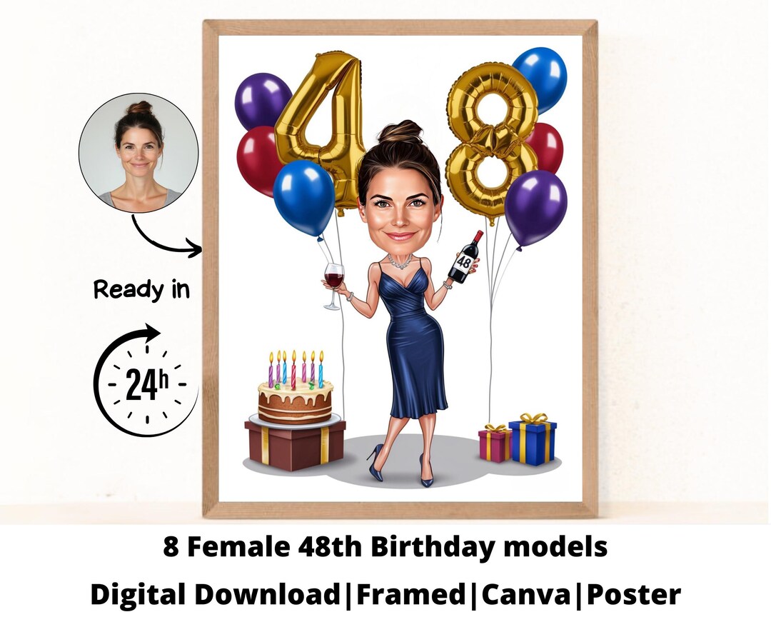 48th Female Birthday / 48th Birthday Invitation / 48th Birthday Card ...