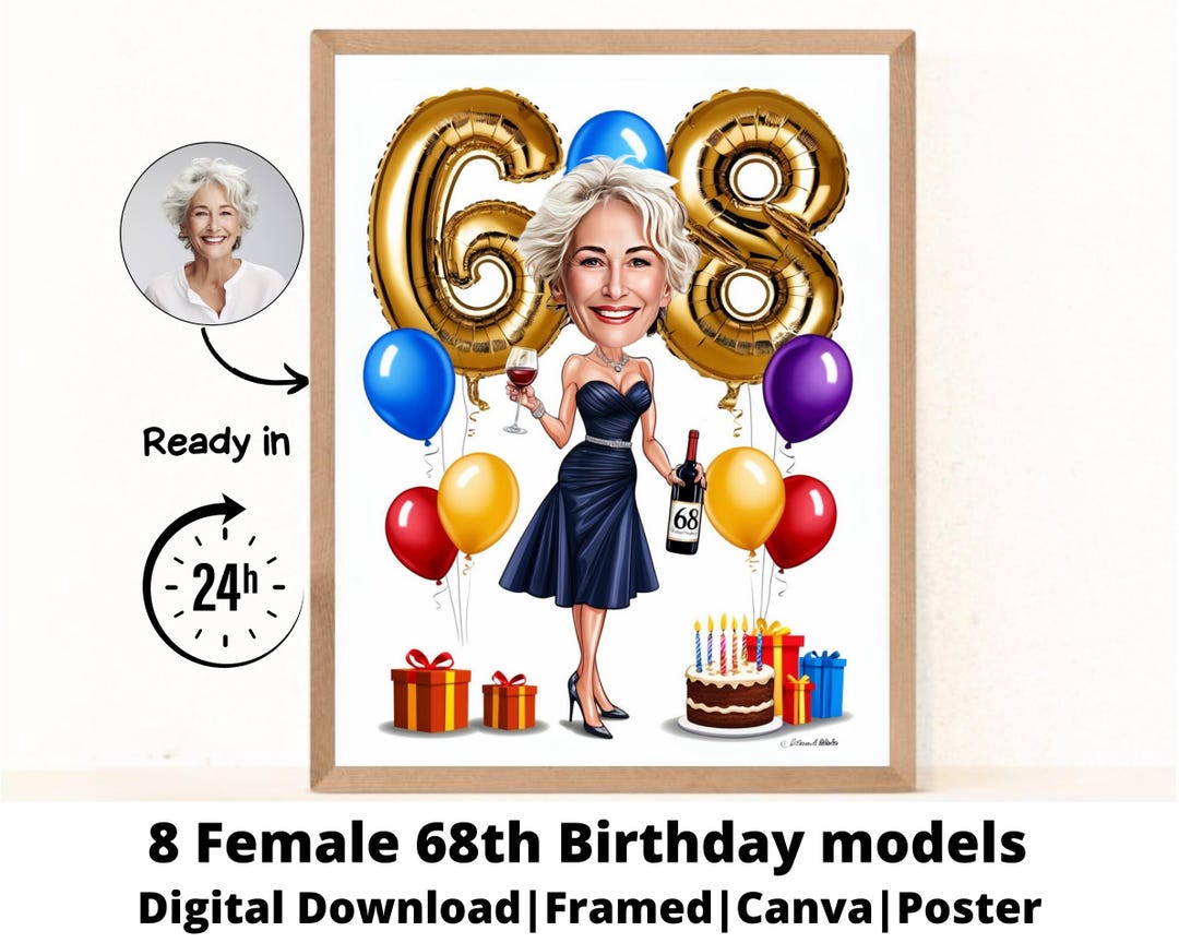 68th Female Birthday / 68th Birthday Invitation / 68th Birthday Card ...
