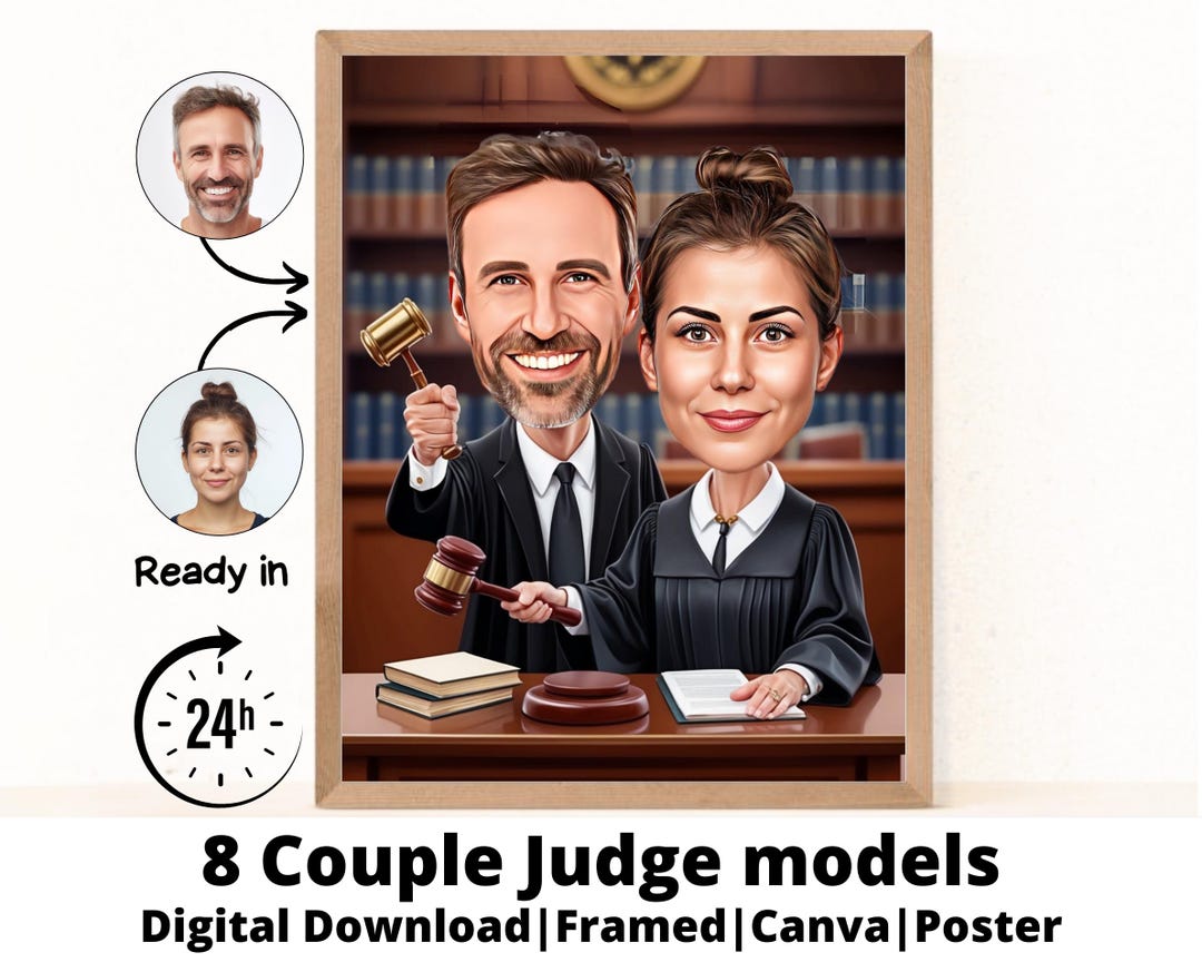 Judge Couple Cartoon Portrait / Judge Gift / Custom Judge Caricature ...