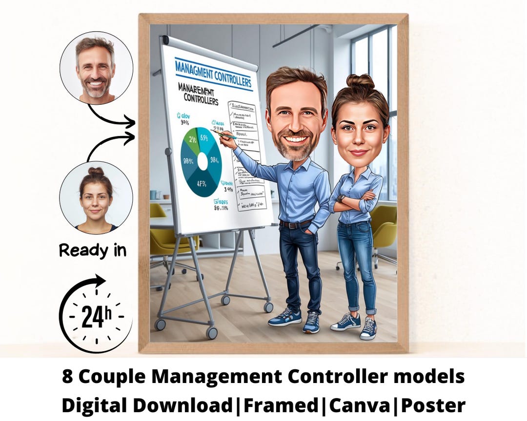 Management Controller Couple Cartoon Portrait / Management Controller ...