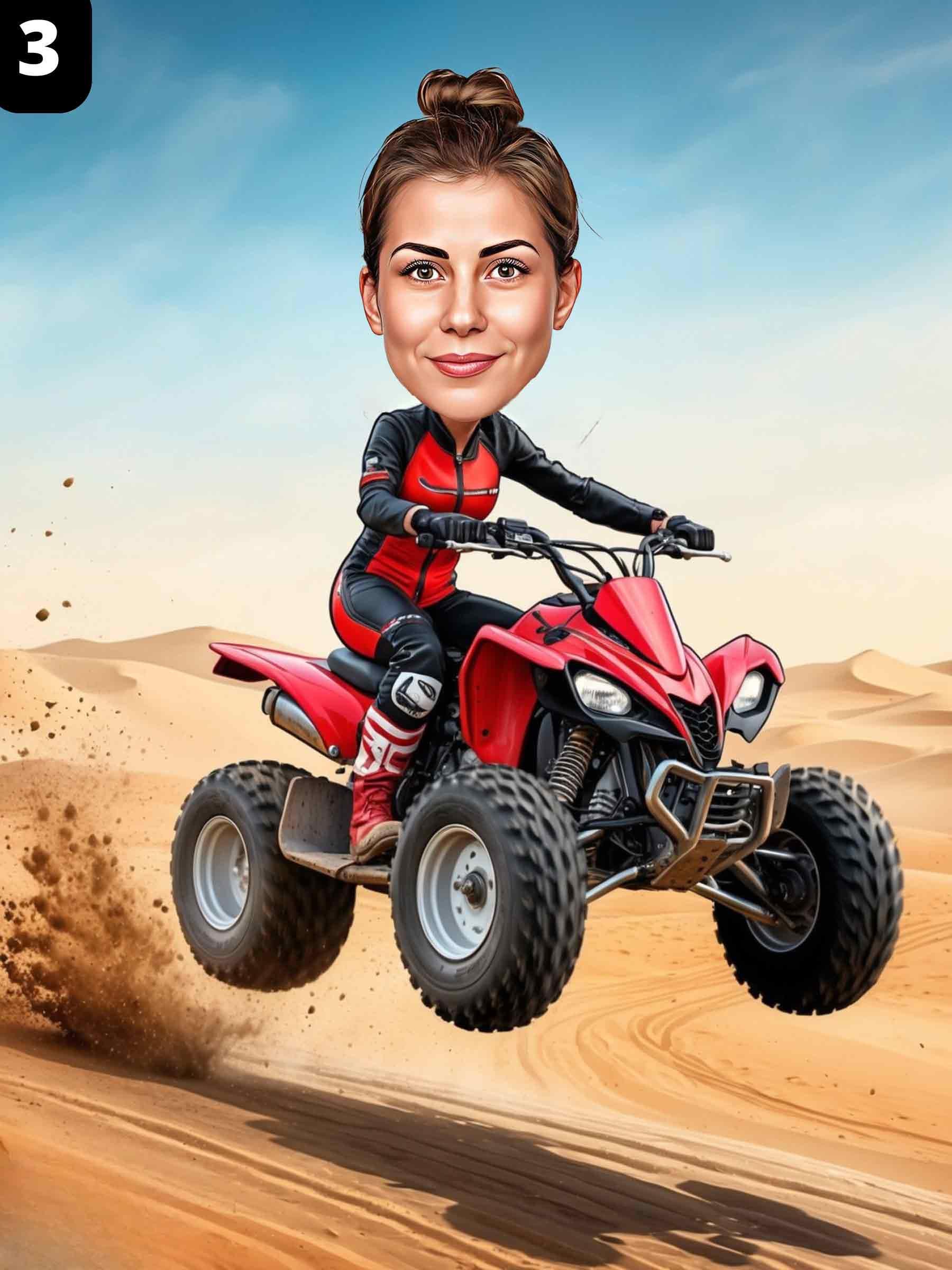 ATV Female Cartoon Portrait / ATV Gift / Custom ATV Caricature / A - Etsy