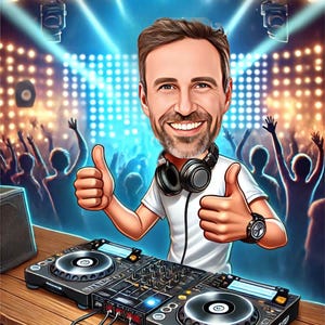 Personalized DJ Cartoon Portrait, Custom DJ Caricature Drawing From ...