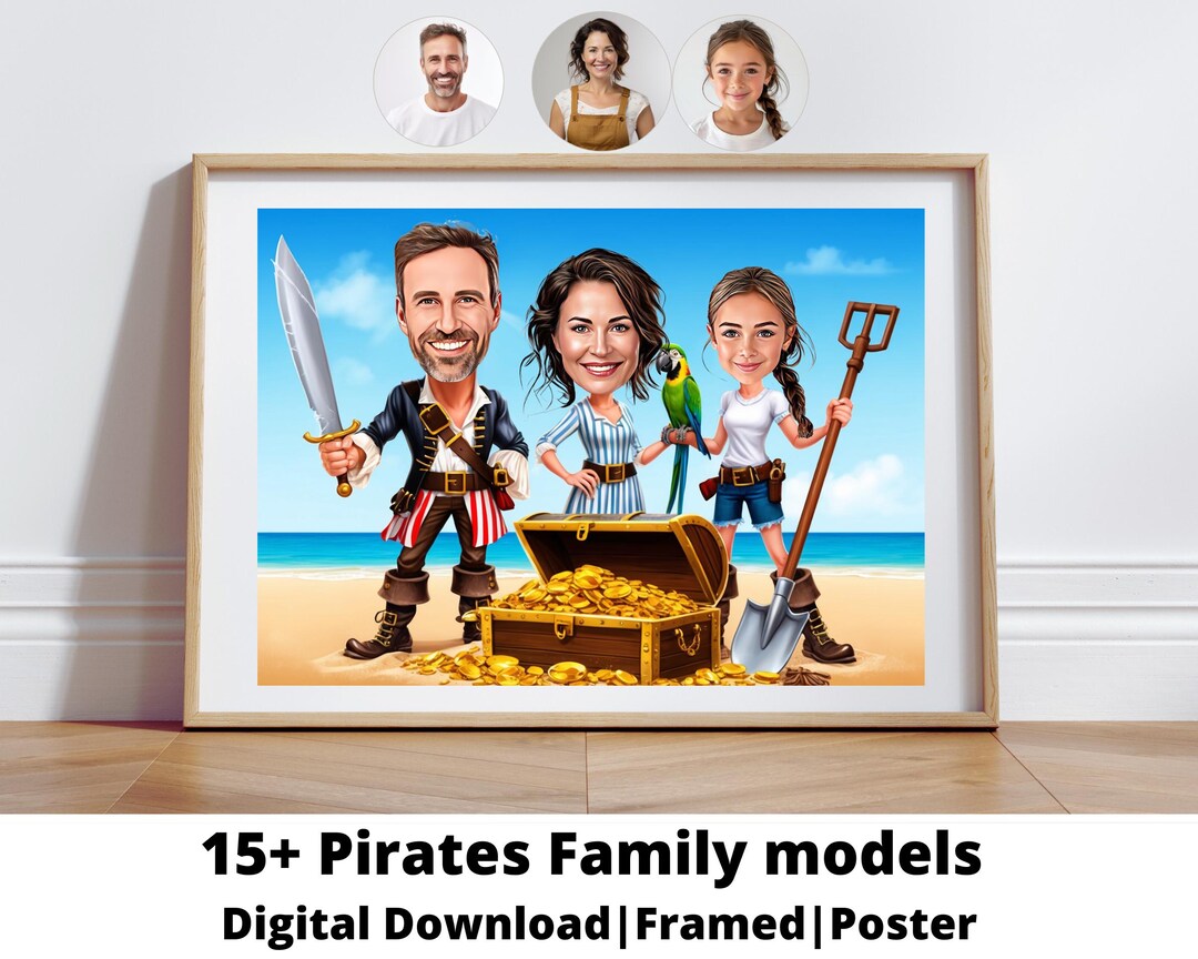 Pirates Family Portrait | Custom Pirates Family Caricature | Pirate ...