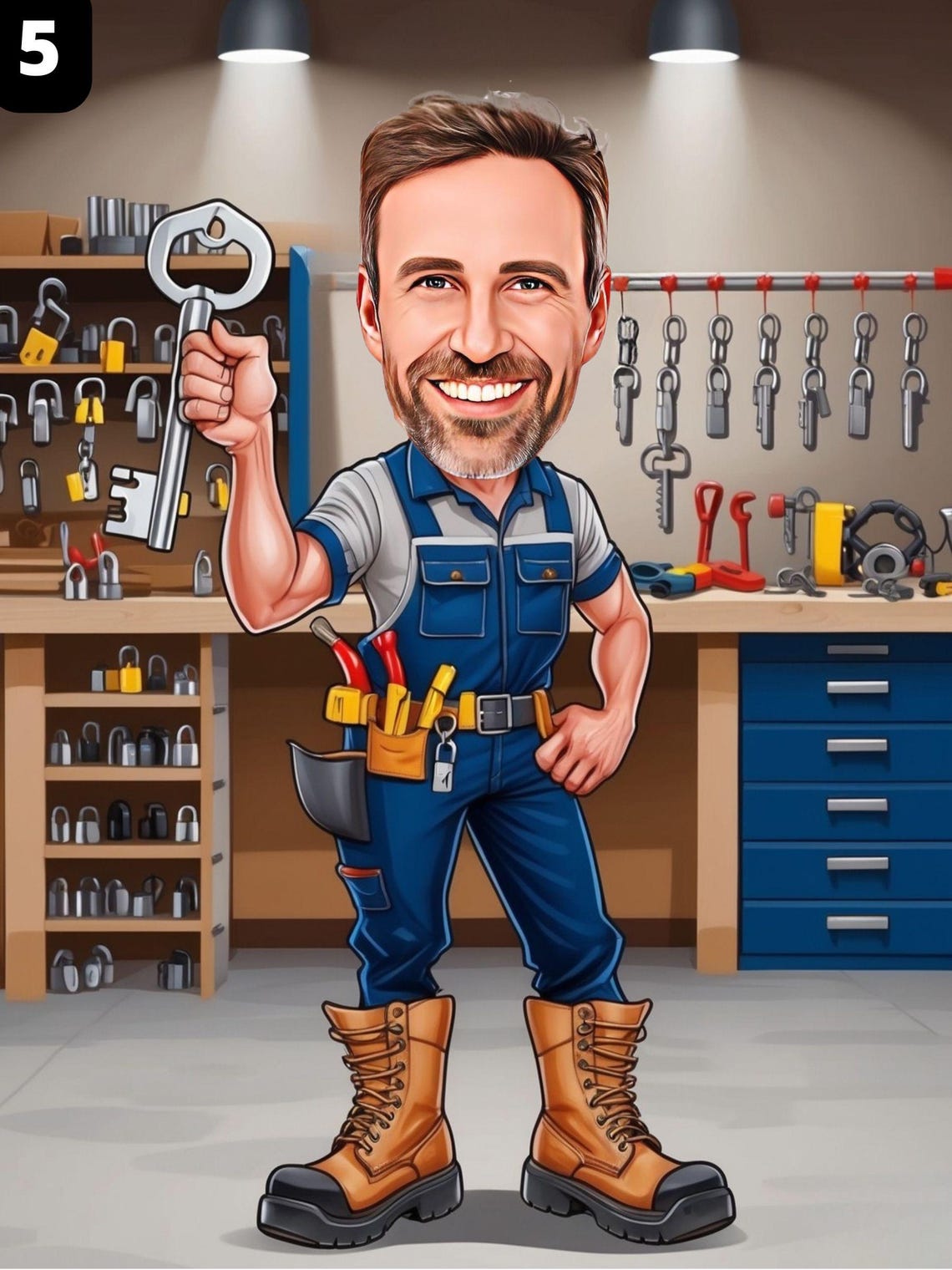 Locksmith Cartoon Portrait | Locksmith Gift | Custom Locksmith ...