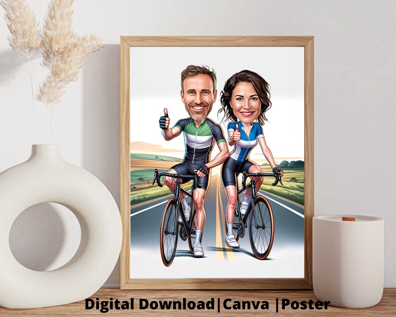 Custom Cyclist Cartoon Portrait, Cyclist Portrait, Gift for Cyclist ...
