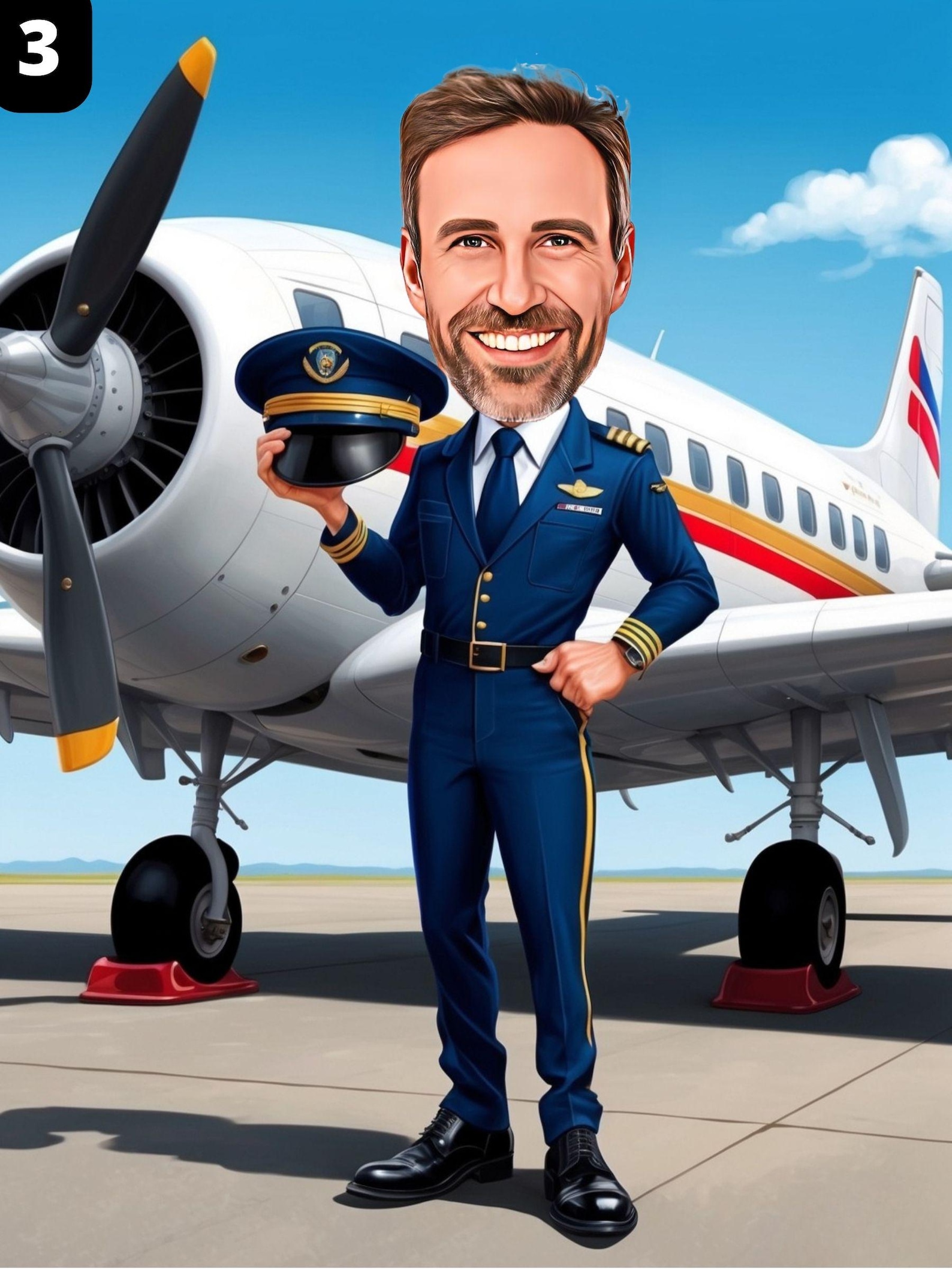 Cartoon Pilot Portrait, Pilot Caricature Gifts, Aviation Gifts ...