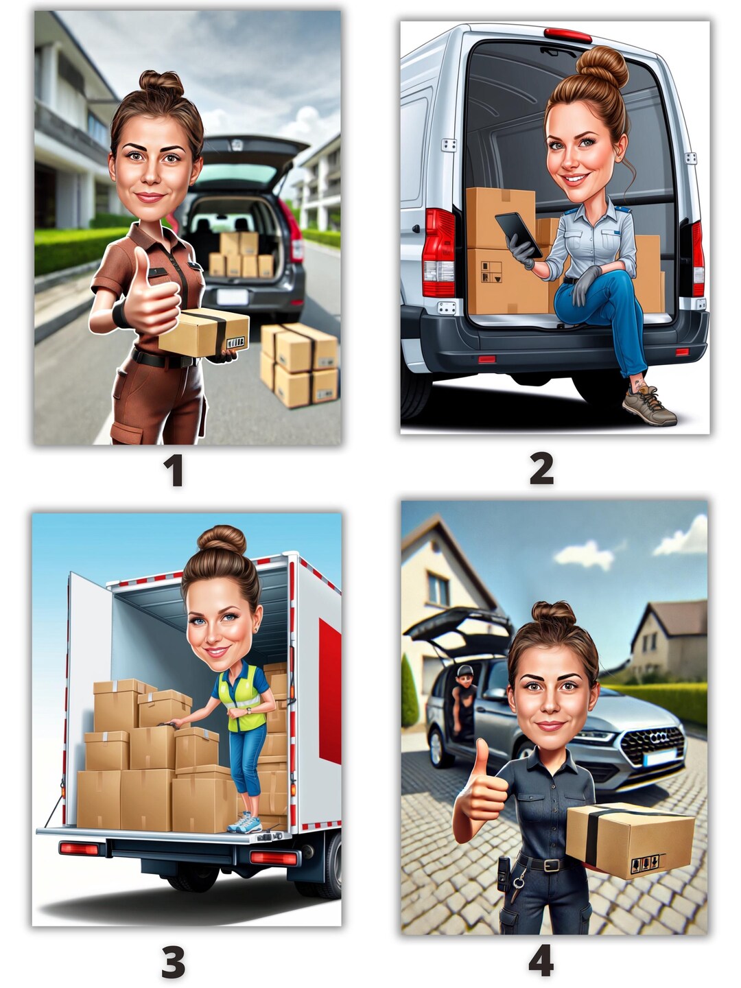 Delivery Driver Female Cartoon Portrait / Delivery Driver Gift / Custom ...