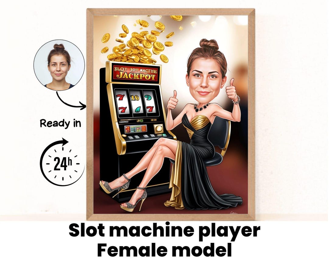 Slot Machine Female Cartoon Portrait / Slot Machine Gift / Custom Slot ...