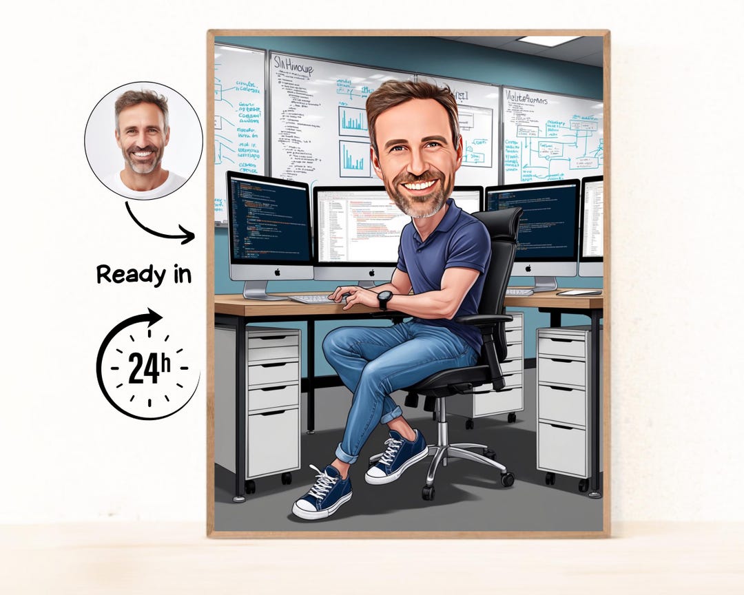 Buy Developer Cartoon Portrait Developer Software Gift Custom Developer ...