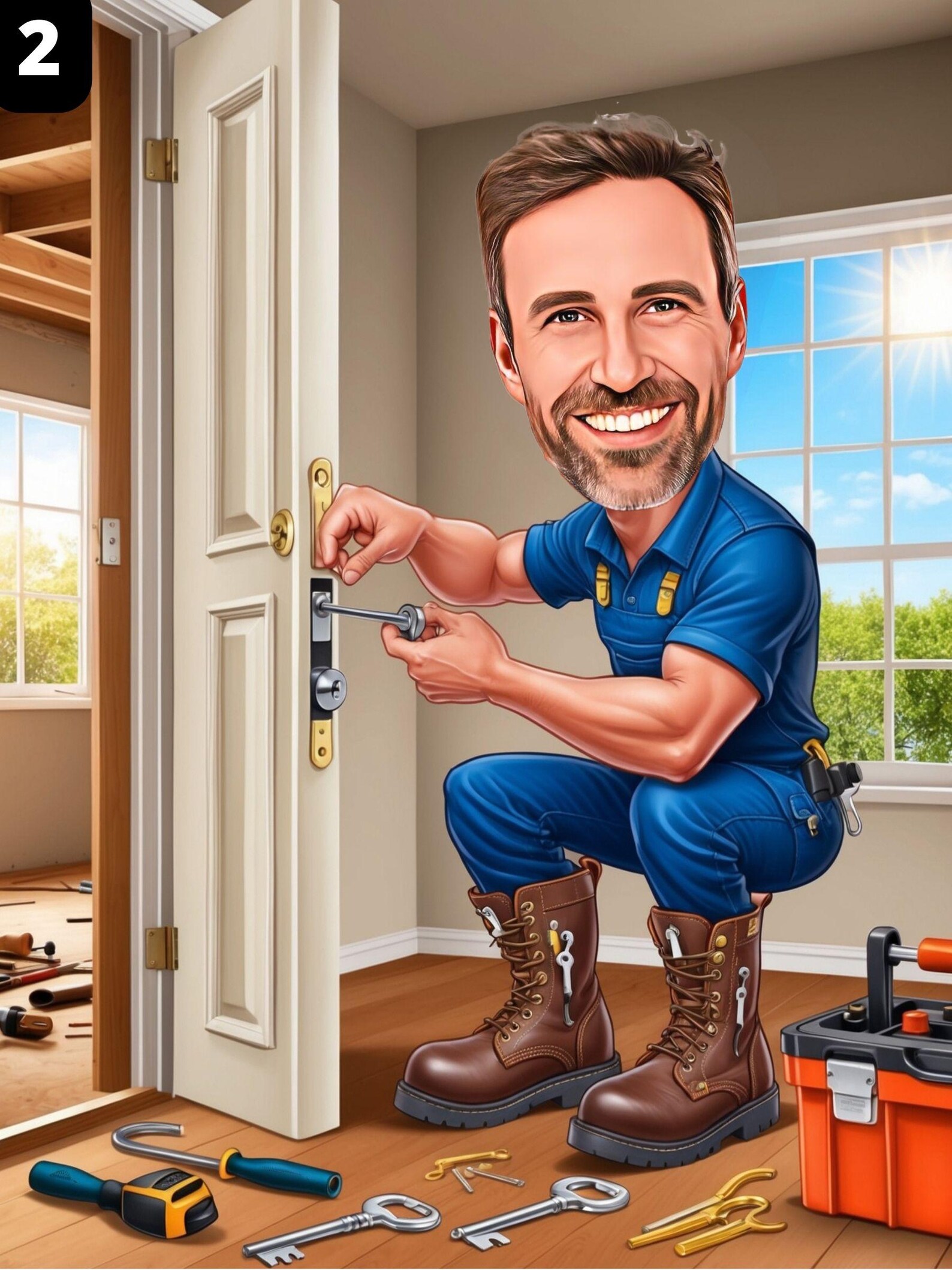 Locksmith Cartoon Portrait | Locksmith Gift | Custom Locksmith ...