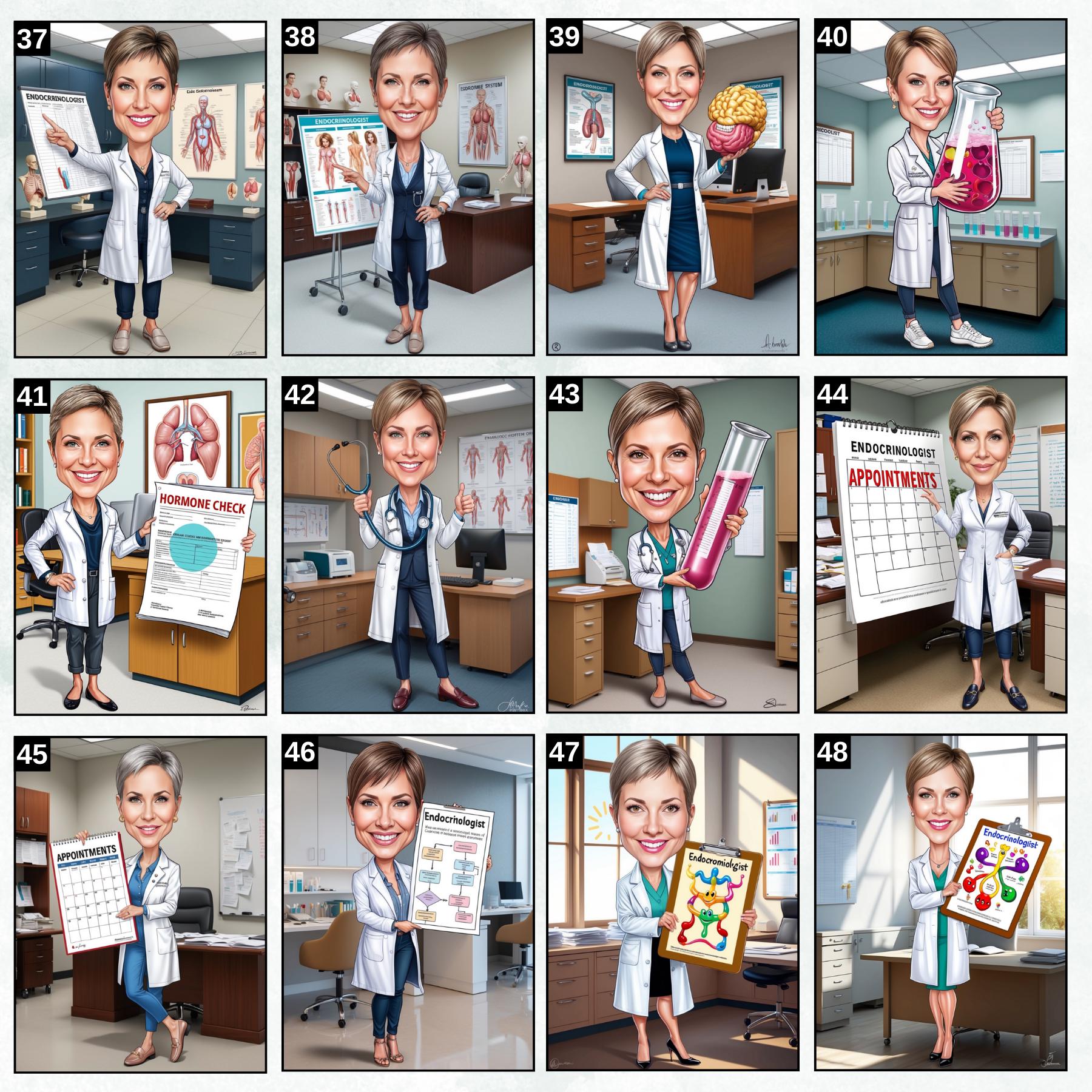 Endocrinologist Cartoon Portrait | Endocrinologist Gift | Custom ...