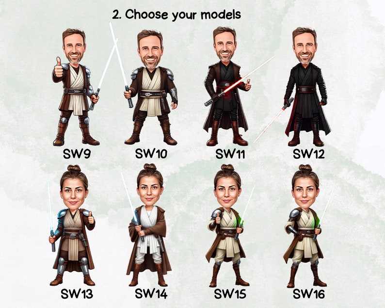 Customised Jedi Family Portrait, Custom Photo Digital Portraits, Custom ...