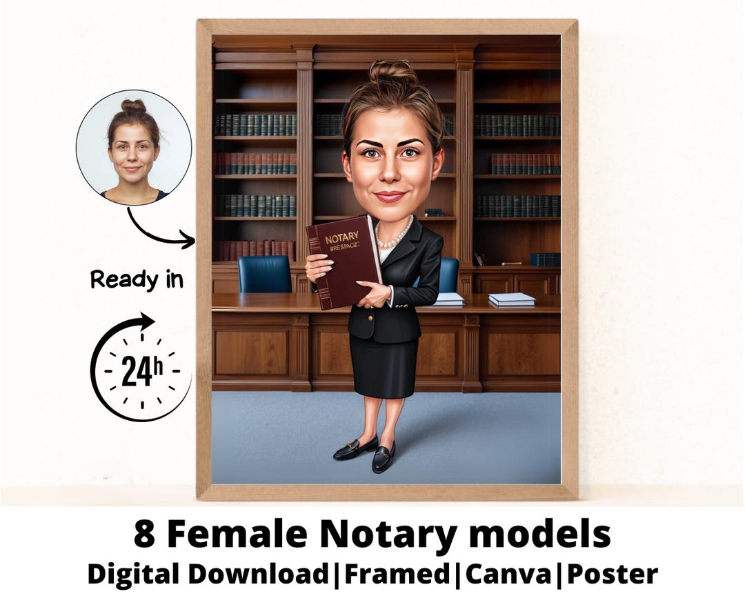 Notary Female Cartoon Portrait / Notary Gift / Custom Notary Caricature ...