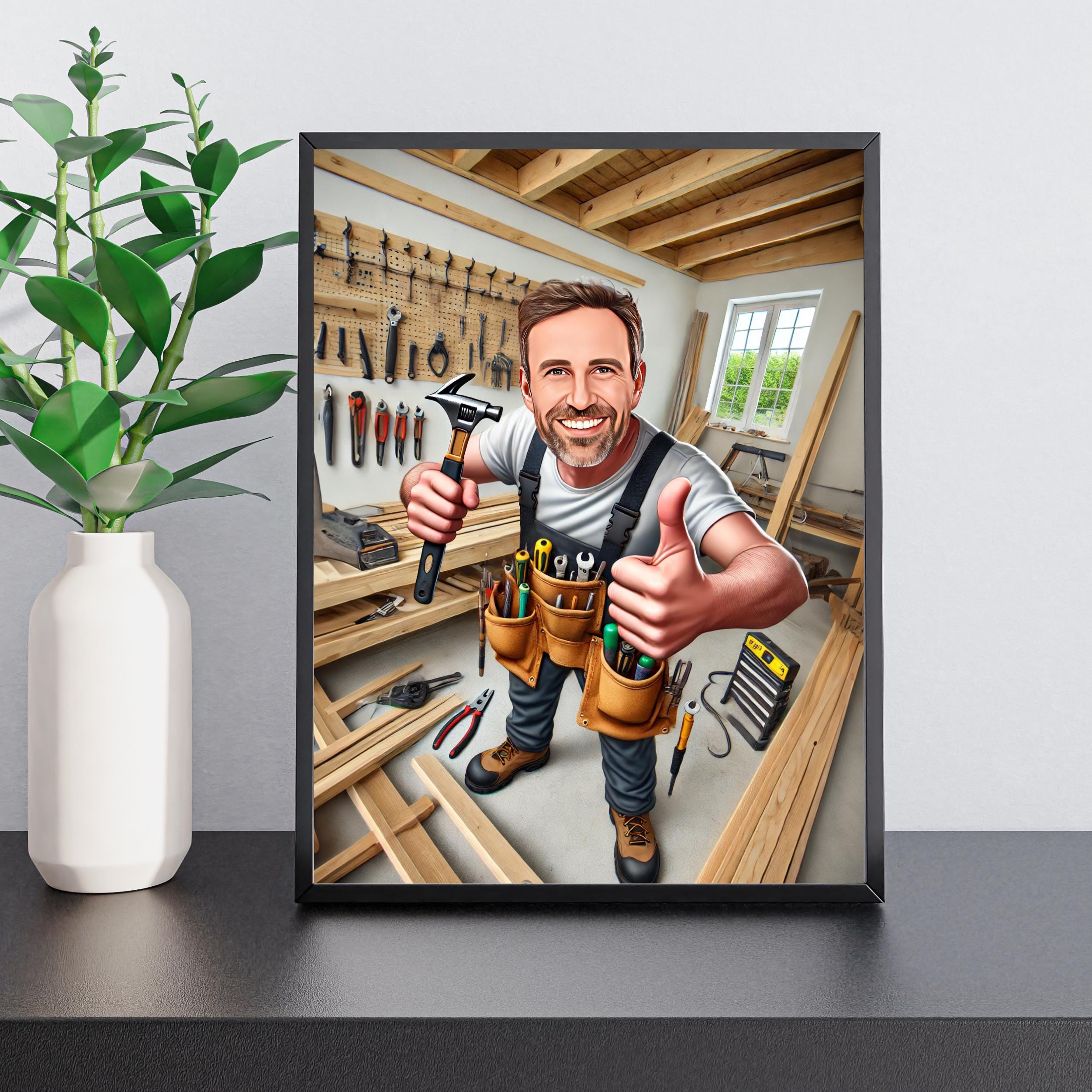 Handyman Caricature Drawing From Photo, Funny Handyman Gift for Men ...