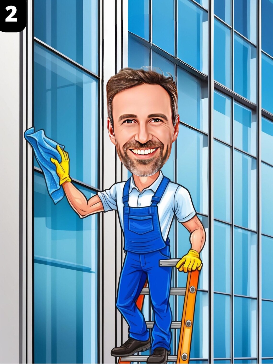Window Cleaner Gift - Custom Window Cleaner Caricature Portrait From ...