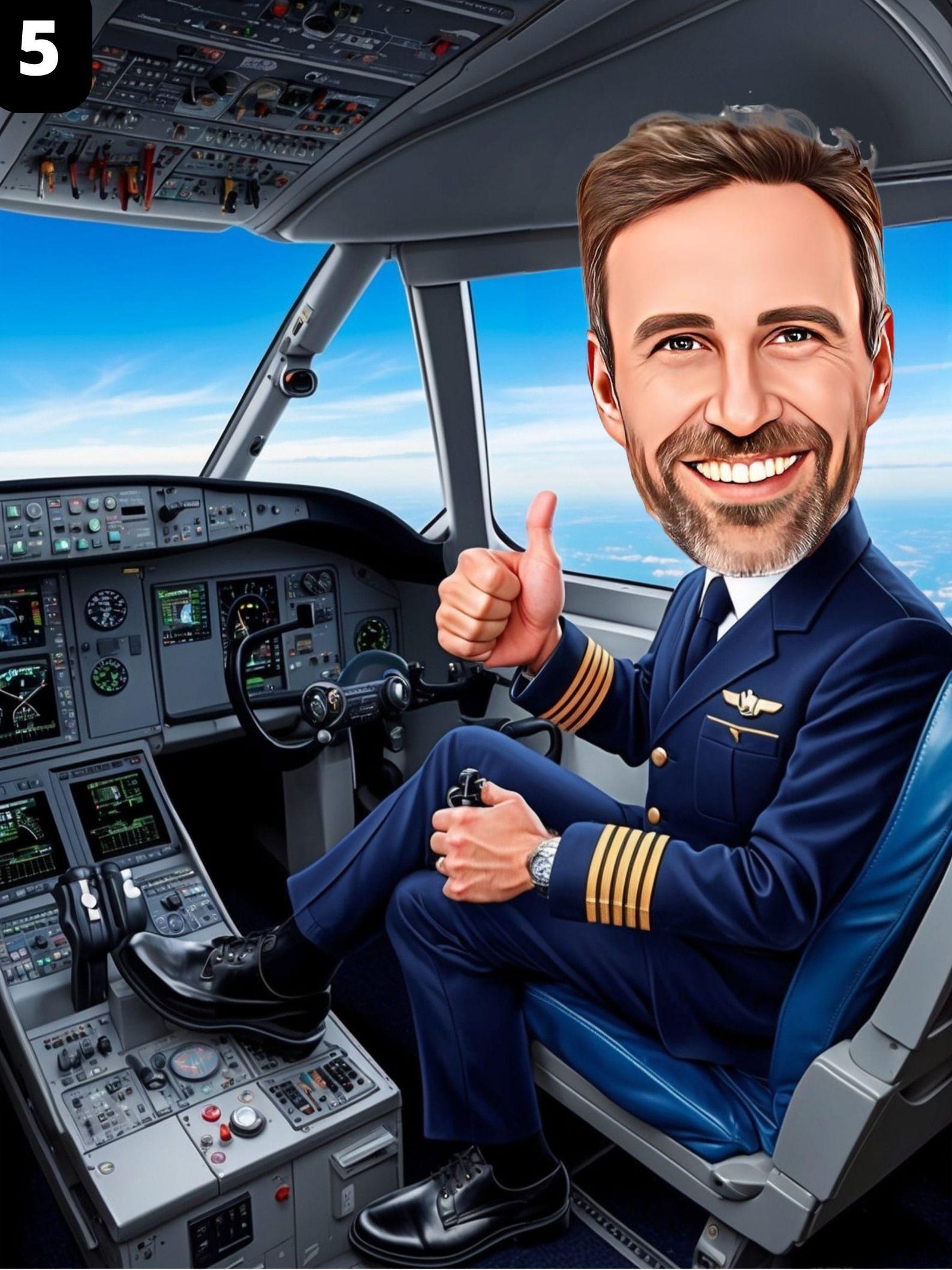 Cartoon Pilot Portrait, Pilot Caricature Gifts, Aviation Gifts ...