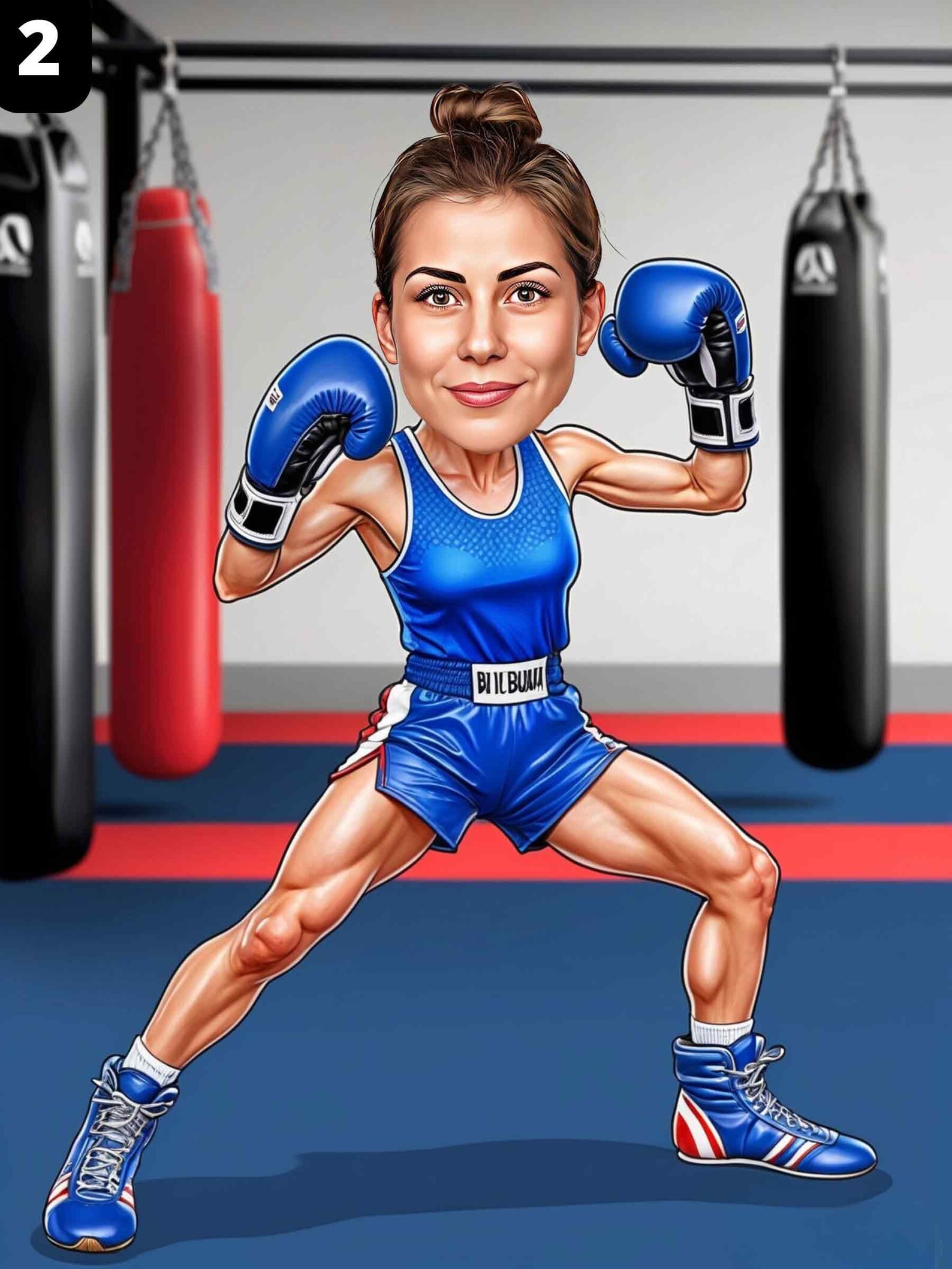 Kickboxing Female Cartoon Portrait / Kickboxing Gift / Custom ...
