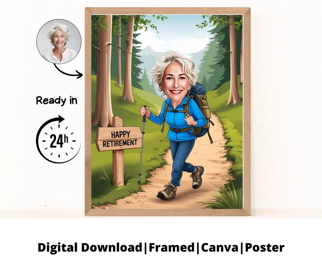 Retirement Female Cartoon Portrait, Custom Retirement Caricature ...