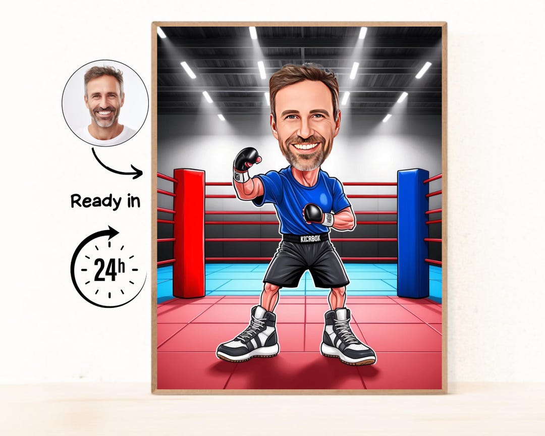 Boxing Cartoon Portrait Boxing Gift Custom Boxing Caricature Boxing ...