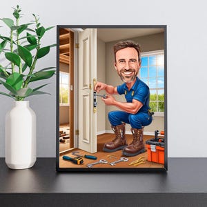 Locksmith Cartoon Portrait Locksmith Gift Custom Locksmith Caricature ...