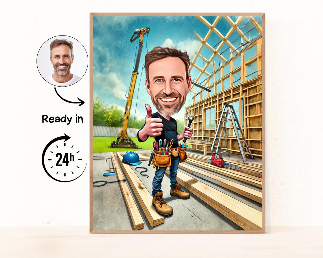 Carpenter Caricature Portrait Caricature Drawing From Photo Wooden ...