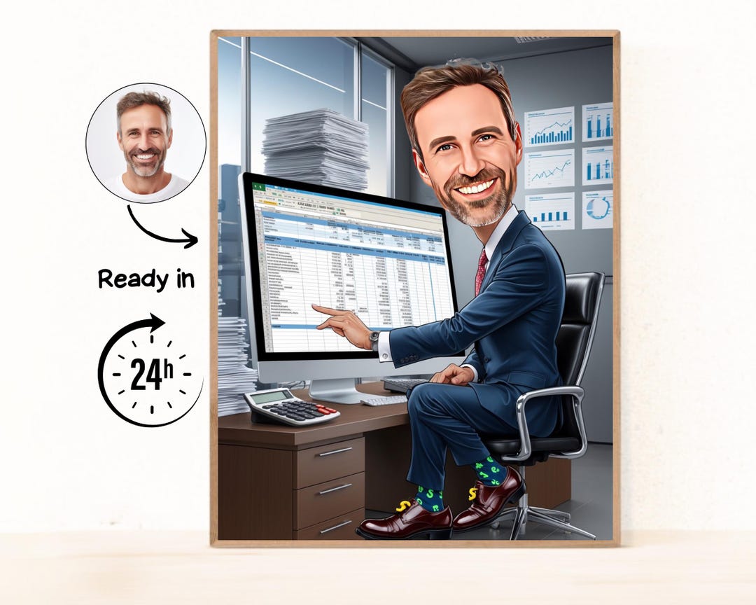 Financial Auditor Cartoon Portrait | Financial Auditor Gift | Custom ...