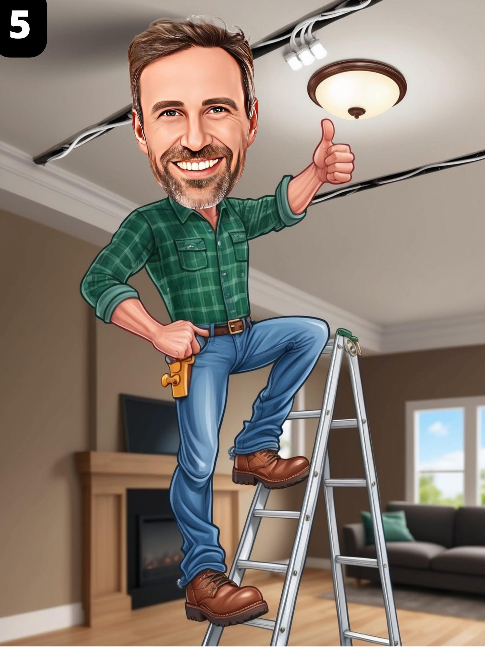 Handyman Caricature Drawing From Photo, Funny Handyman Gift for Men ...
