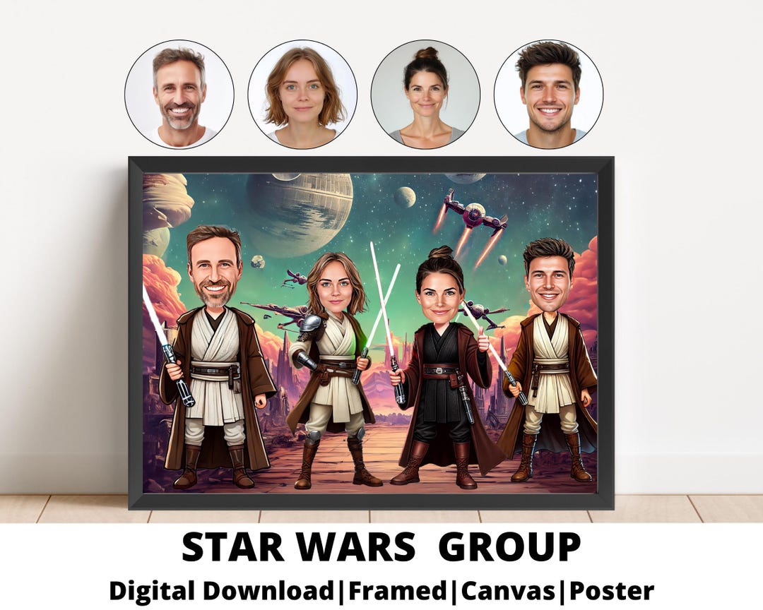 Customised Jedi Family Portrait, Custom Photo Digital Portraits, Custom ...