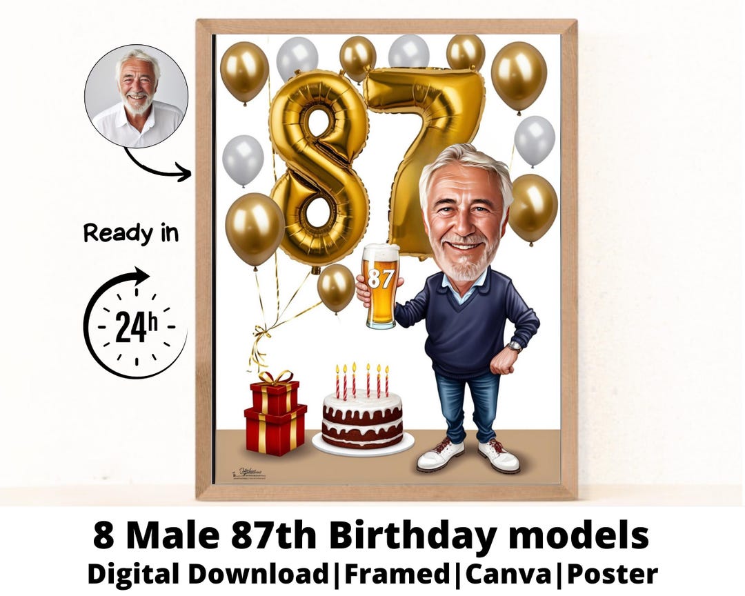 87th Male Birthday / 87th Birthday Invitation / 87th Birthday Card ...