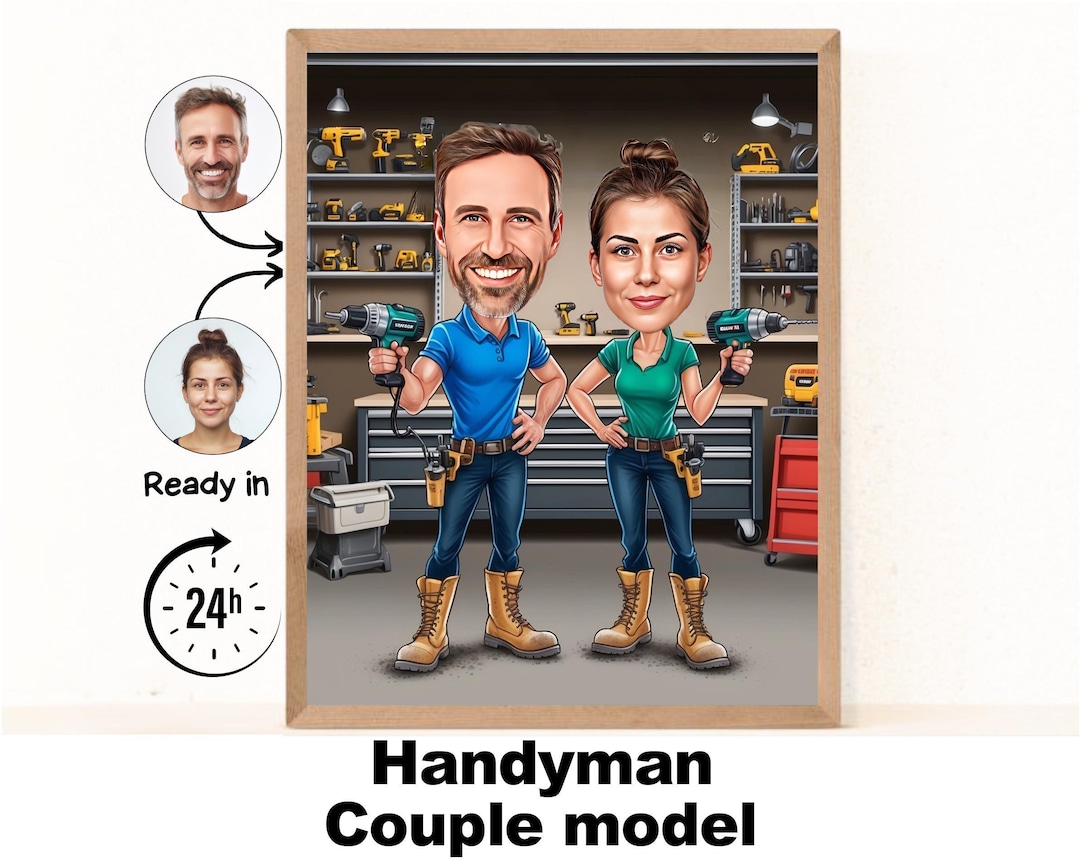 Handyman Caricature Drawing From Photo, Funny Handyman Gift for Men ...