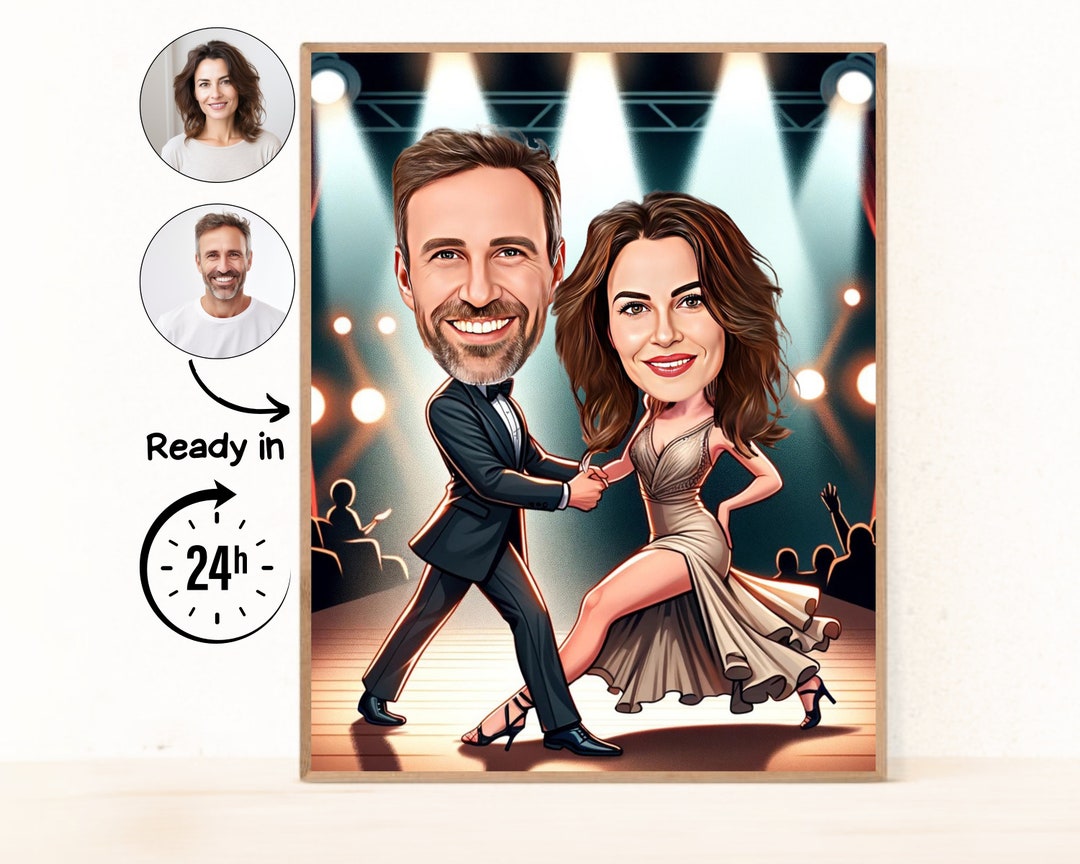 Custom Ballet Dance Cartoon Portrait, Dancer Caricature, Gift for ...