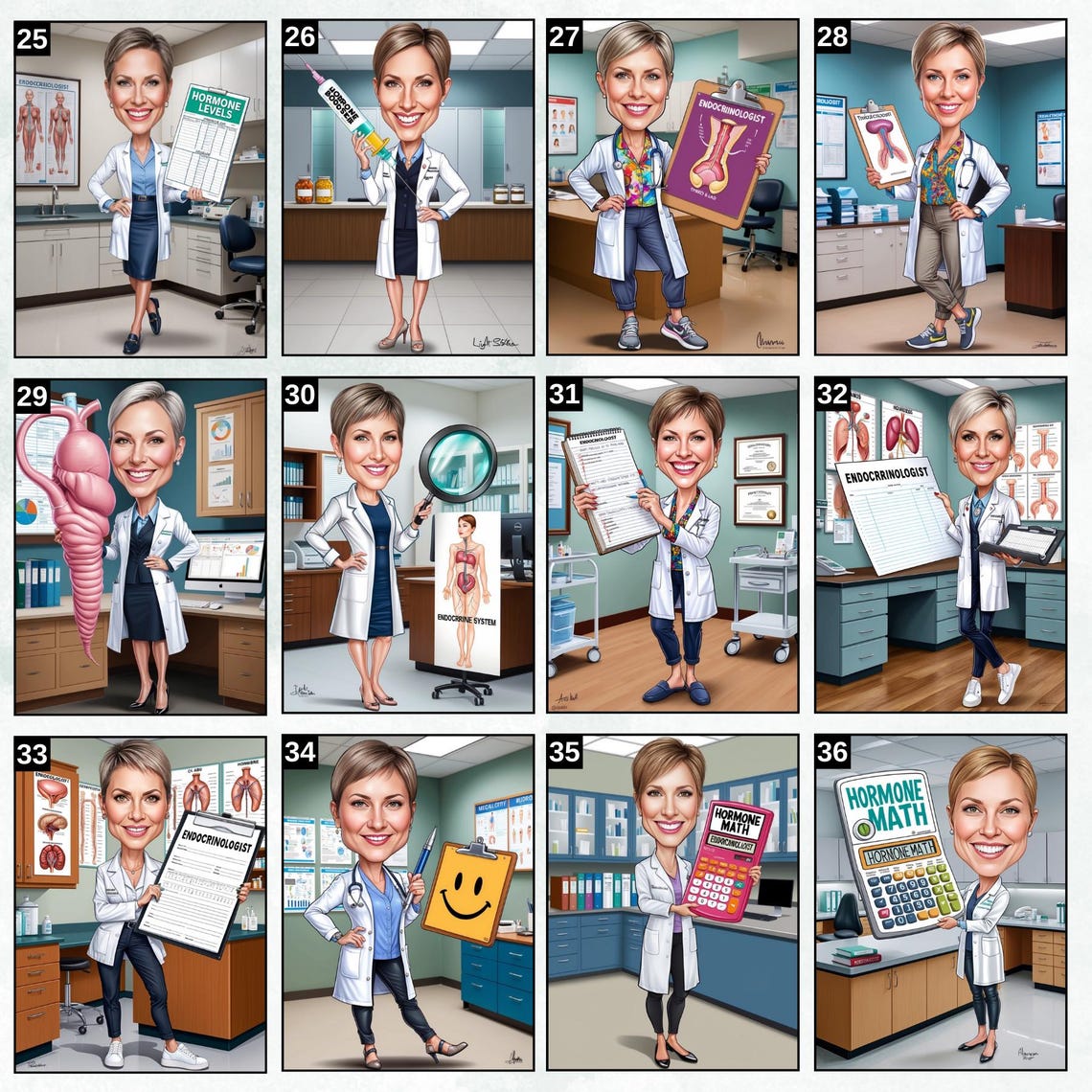 Endocrinologist Cartoon Portrait | Endocrinologist Gift | Custom ...