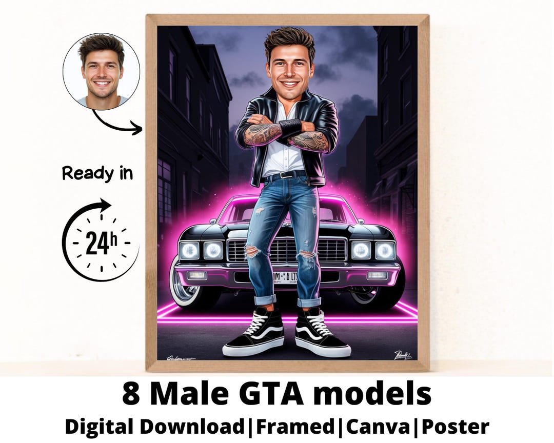 Personalized Gangster Gaming Portrait, GTA Style Portrait, Personalized ...