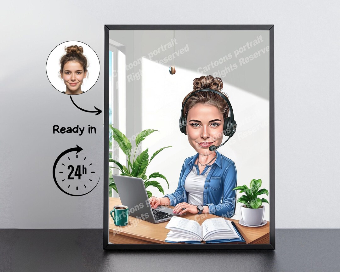 Call Center Agent Gift – Custom Customer Service Caricature From Photo ...
