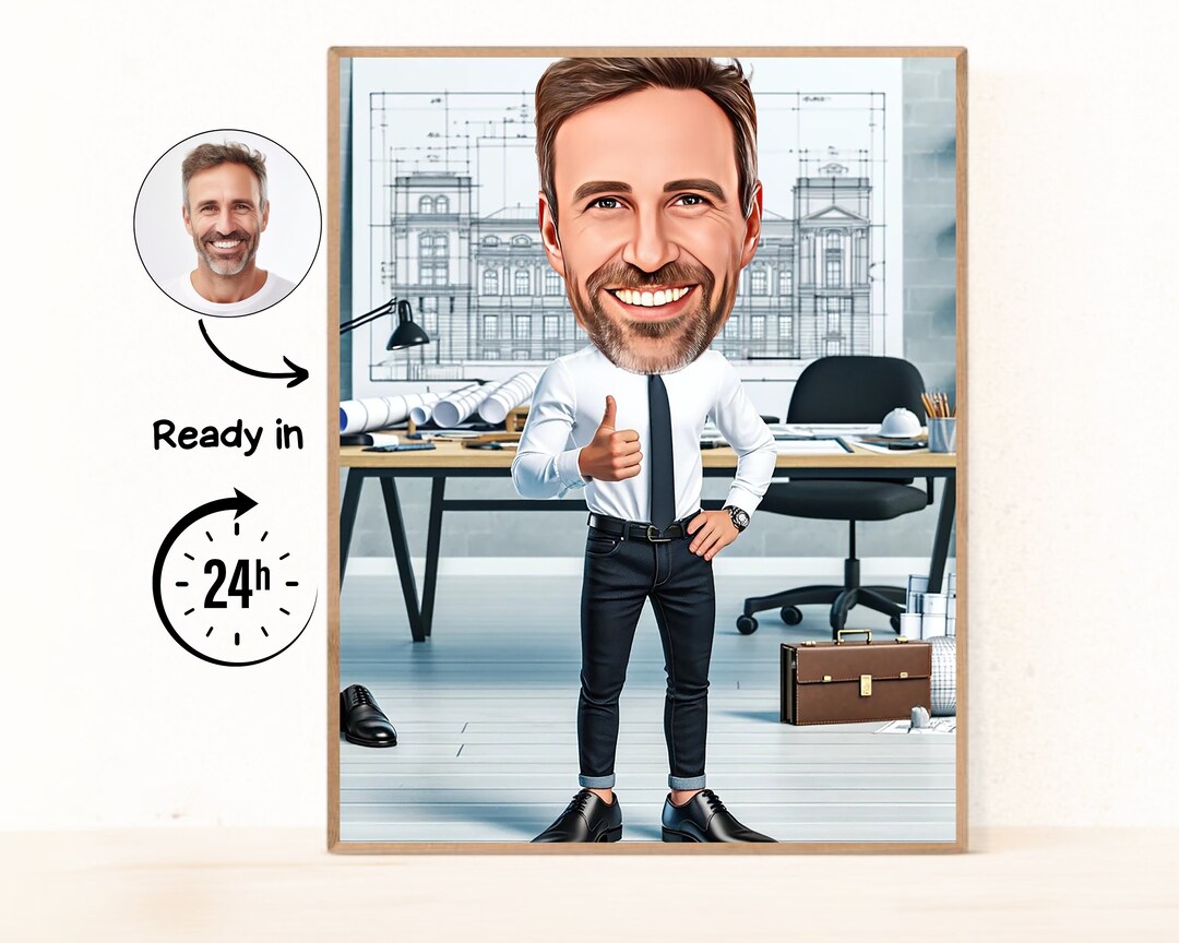 Custom Super Architect Cartoon Portrait From Photo, Super Architect ...