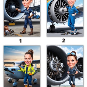 Aeronautical Mechanic Female Cartoon Portrait / Aeronautical Mechanic ...
