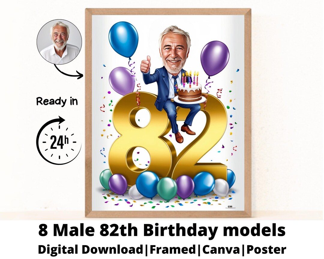 82nd Male Birthday / 82nd Birthday Invitation / 82nd Birthday Card ...