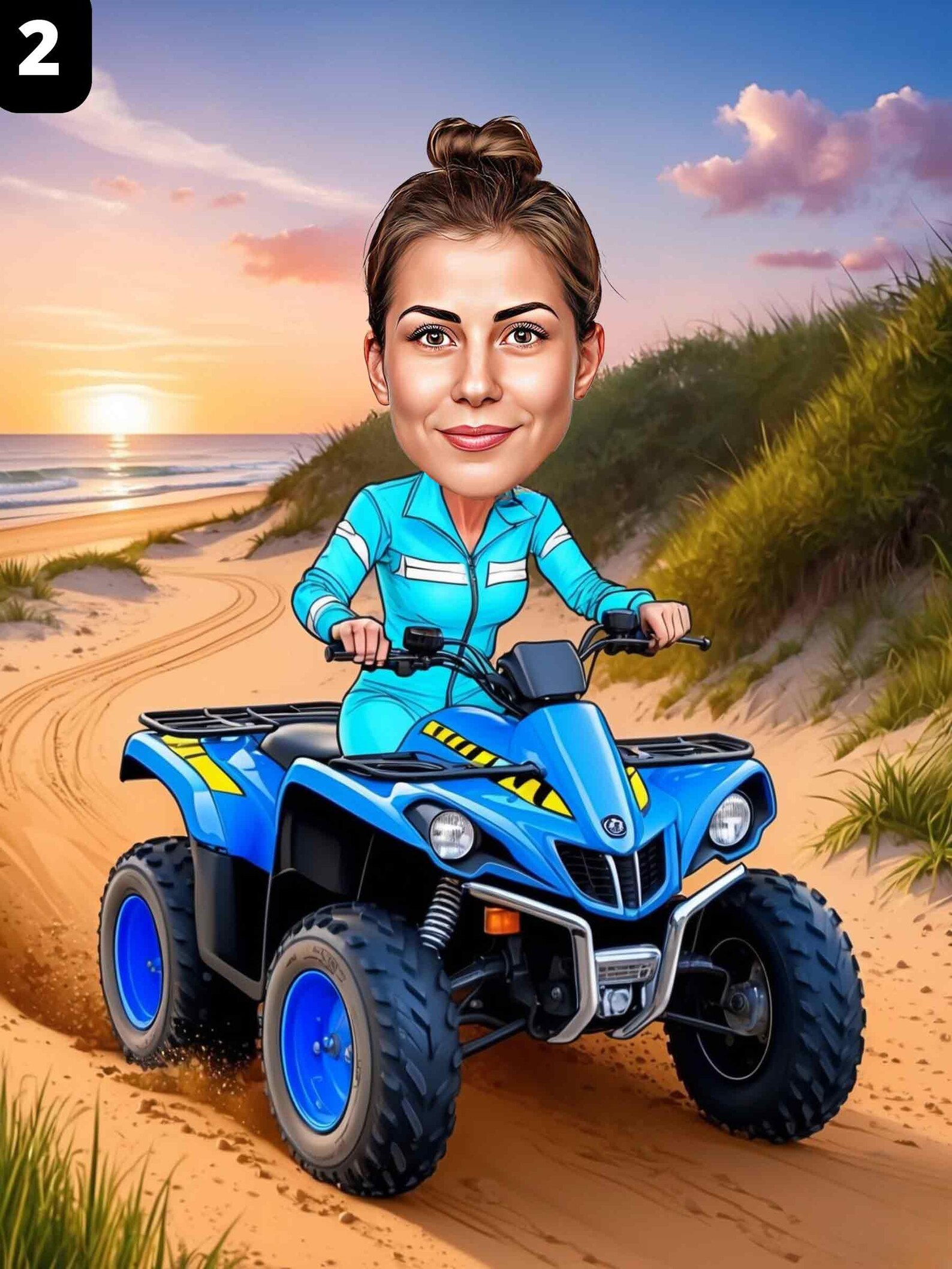 ATV Female Cartoon Portrait / ATV Gift / Custom ATV Caricature / A - Etsy