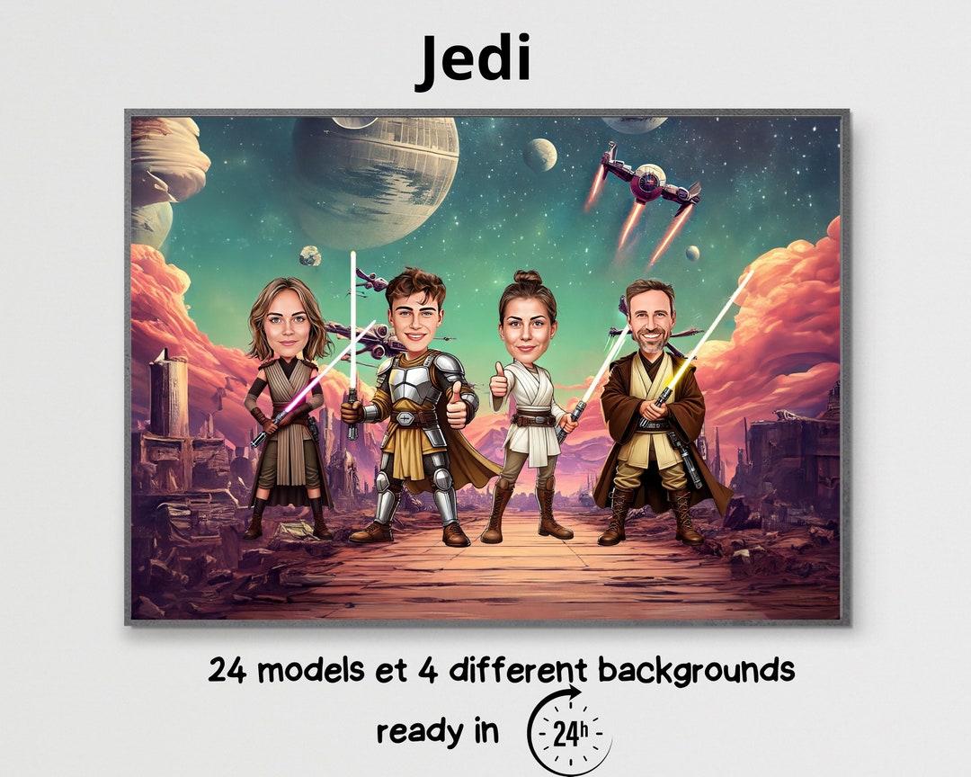 Customised Jedi Family Portrait, Custom Photo Digital Portraits, Custom ...