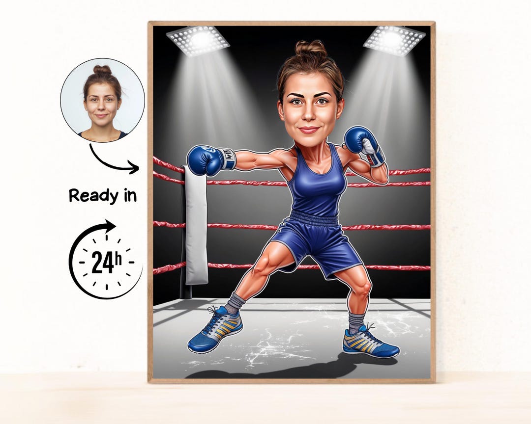 Boxing Cartoon Portrait | Boxing Gift | Custom Boxing Caricature ...