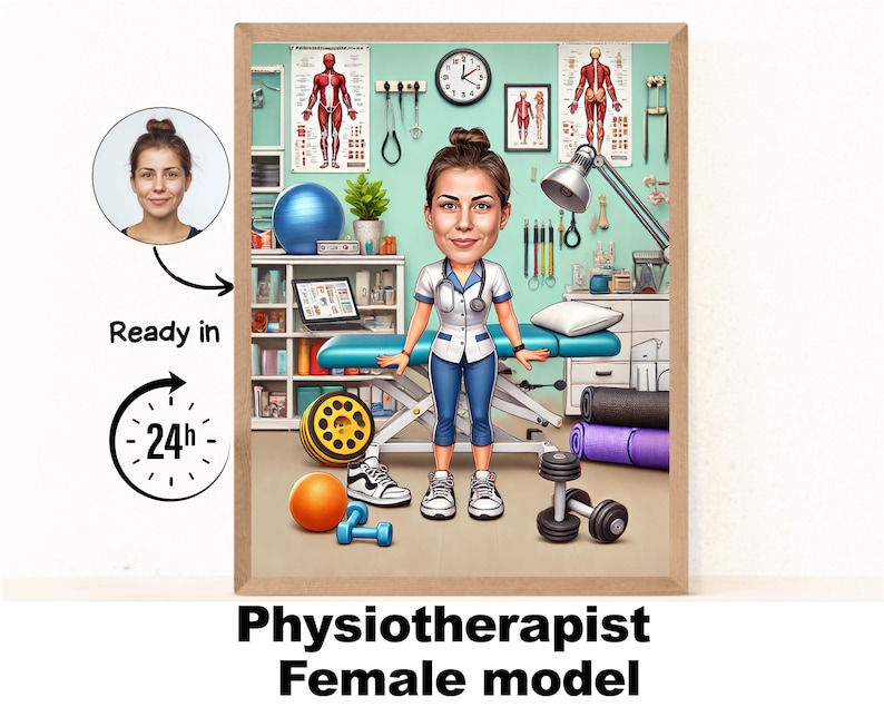 Physiotherapist Gift - Custom Caricature From Photo, Physiotherapy Gift ...
