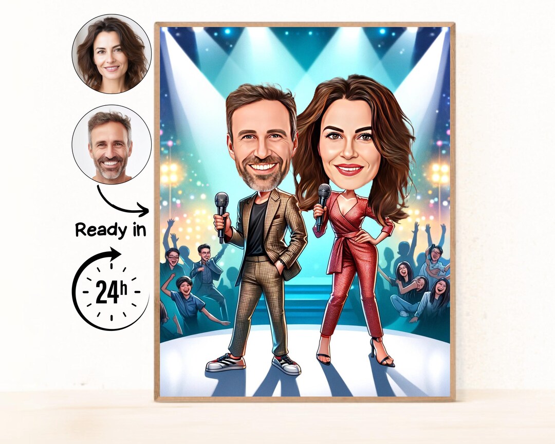 Custom Singer Cartoon Portrait, Singer Caricature, Gift for Singer ...