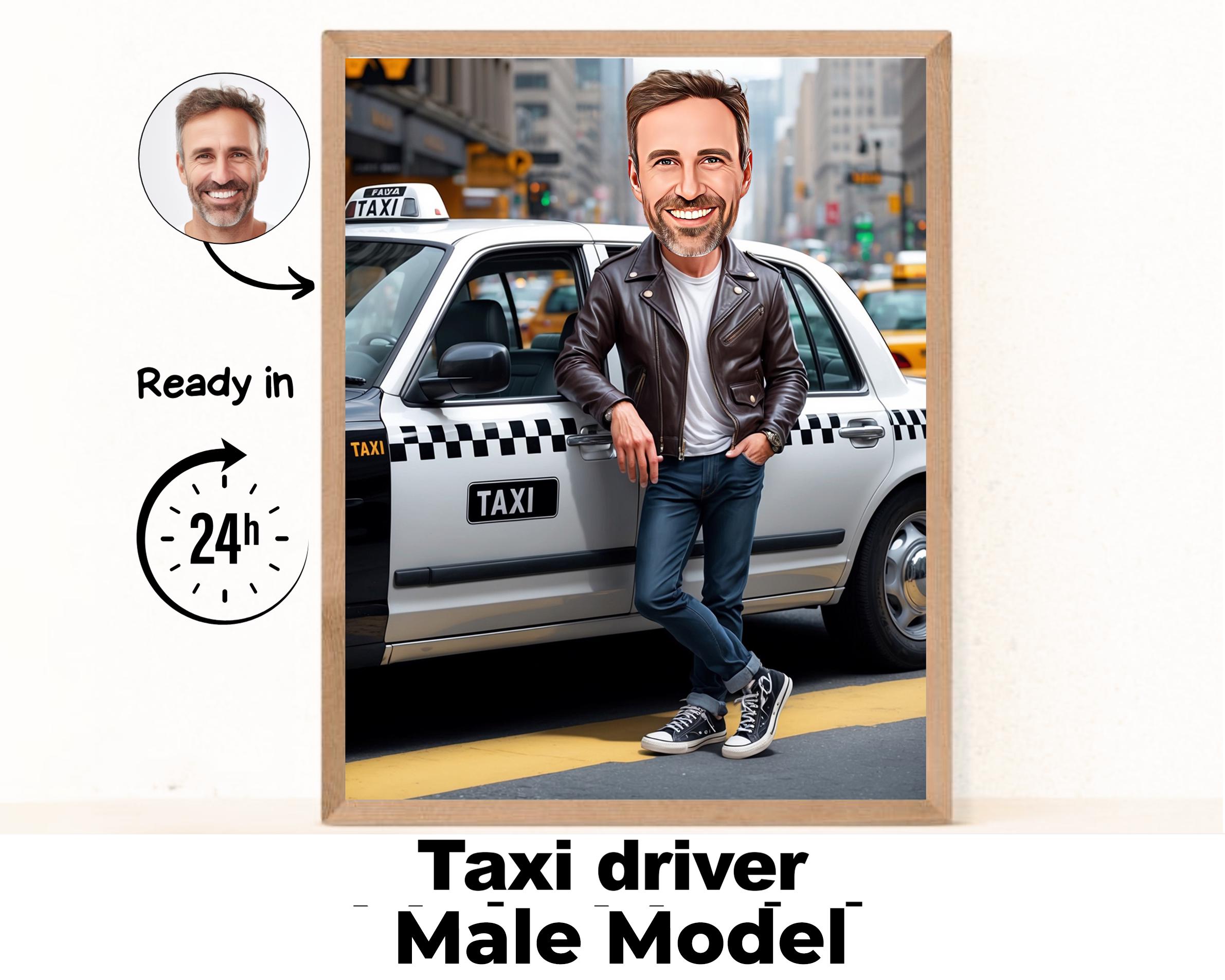 Taxi Driver Portrait | Taxi Driver Gift | Custom Taxi Driver Caricature ...