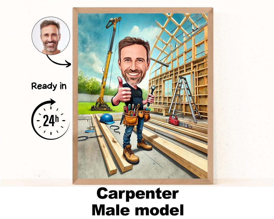Carpenter Caricature Portrait Caricature Drawing From Photo Wooden ...