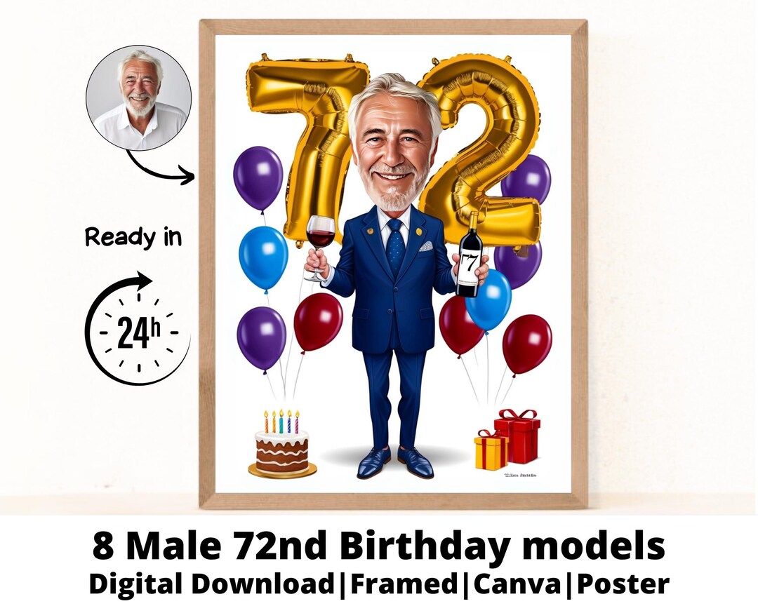 72nd Male Birthday / 72nd Birthday Invitation / 72nd Birthday Card ...