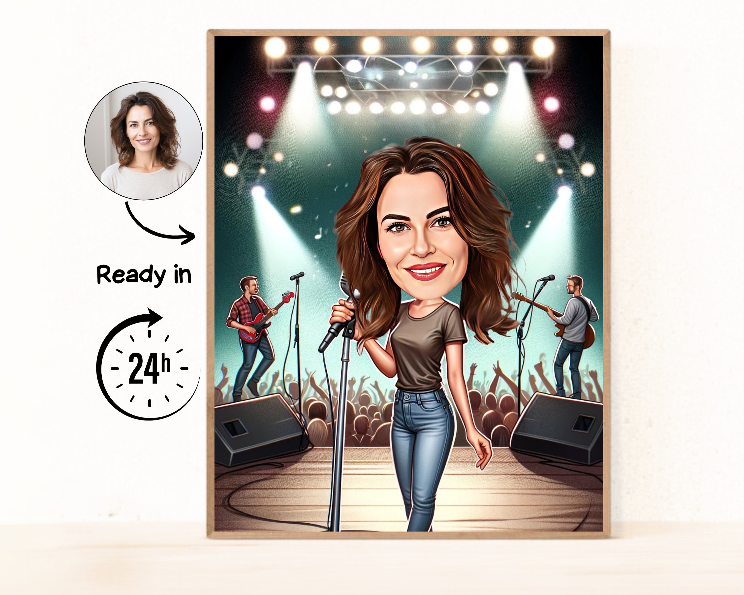 Custom Singer Cartoon Portrait, Singer Caricature, Gift for Singer ...