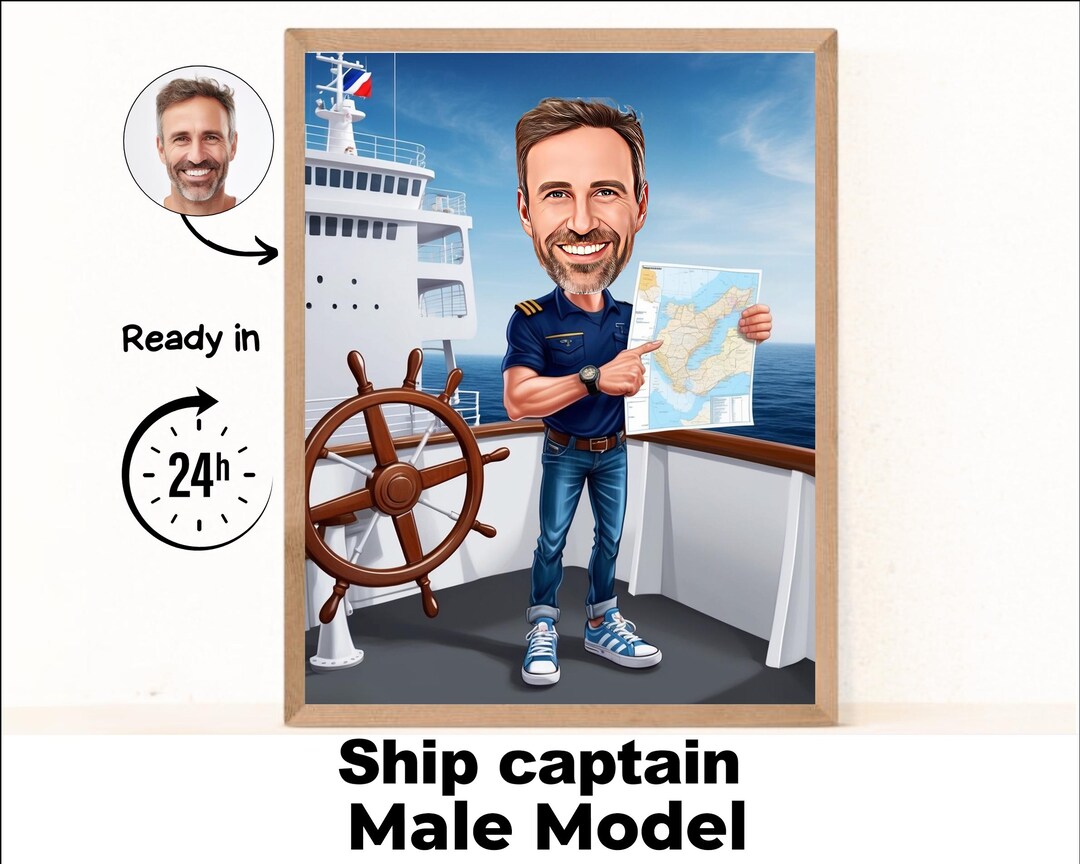 Ship Captain Portrait | Ship Captain Gift | Custom Ship Captain ...
